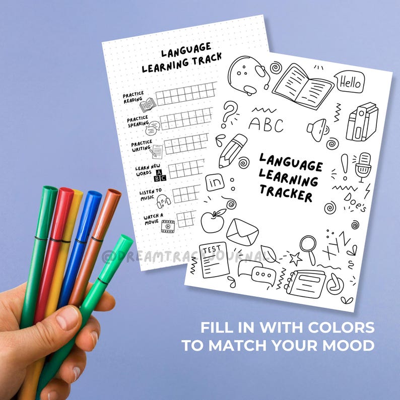 Language Tracker PRINTABLE Journal Page Habit Tracker Learning Language ...