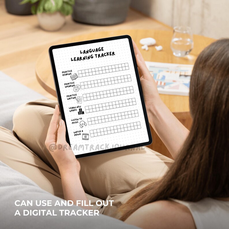 Language Tracker PRINTABLE Journal Page Habit Tracker Learning Language ...