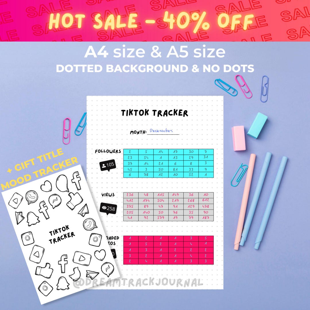 Tiktok Tracker PRINTABLE Journal Page Social Media Stats Follower Stats ...