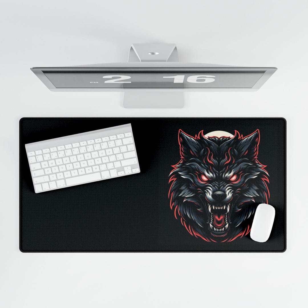 Fierce Wolf Desk Mat | Office Decor, Gaming, Study, Unique Gift for ...
