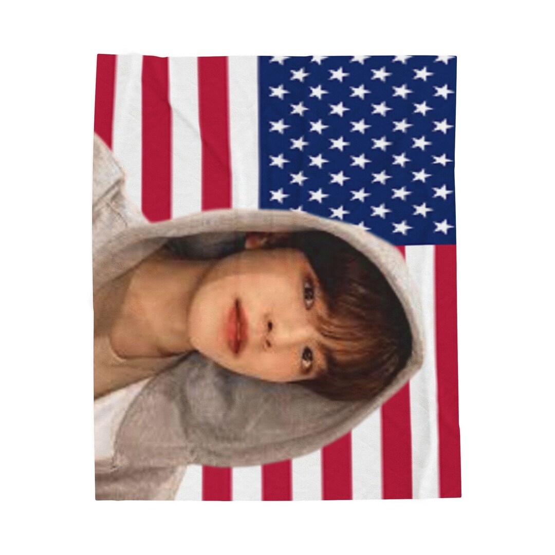 Stray Kids Seungmin Blanket - American Flag SKZ Velveteen Plush Throw ...