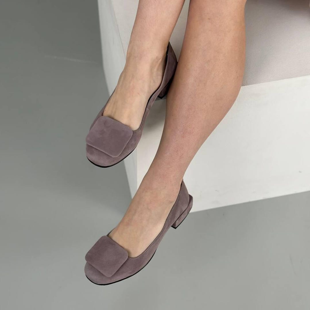Women's Velvet Ballet Flats in Black or Mink, Slip-on Flats With Small ...