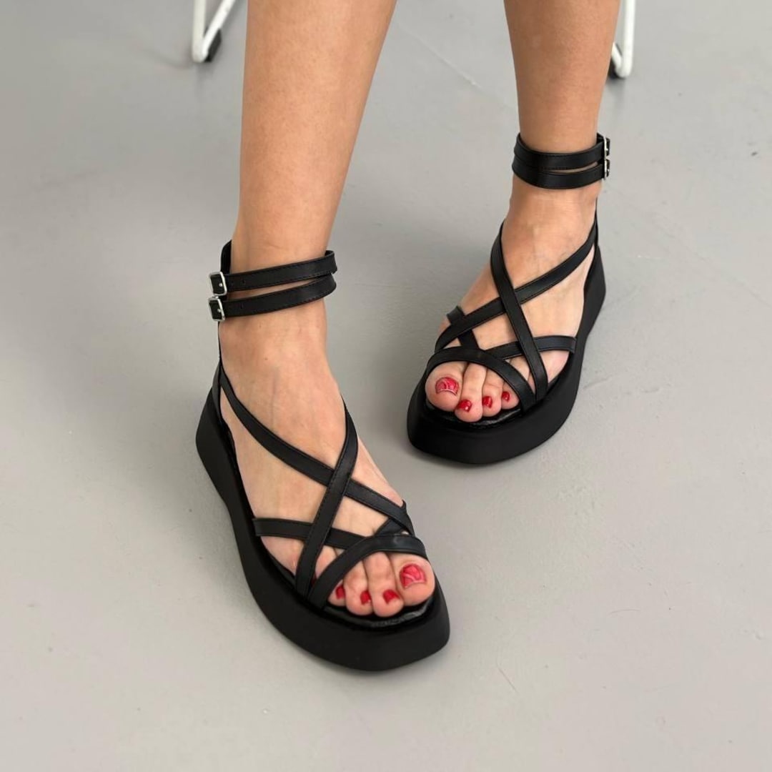 Ankle Strap Platform Sandals for Women, Chunky Strappy Summer Shoes ...