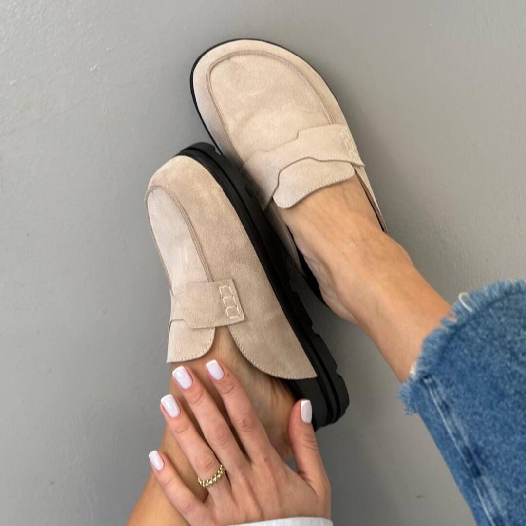 Women's Suede Clogs With Open Heel, Wide Round Toe Slip on Mules ...