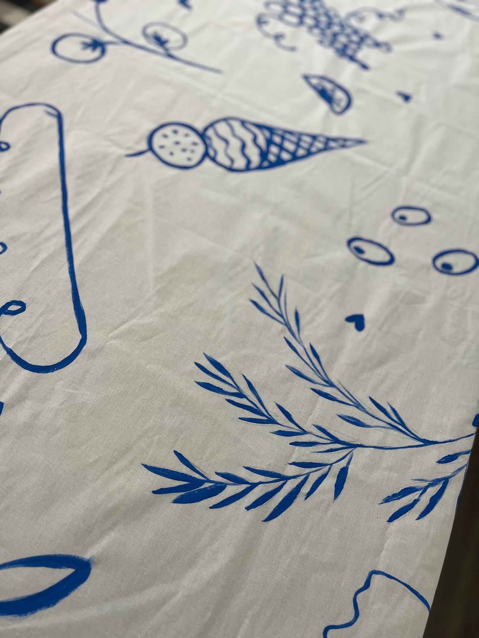 Hand Painted Mediterranean Table Cloth - Etsy