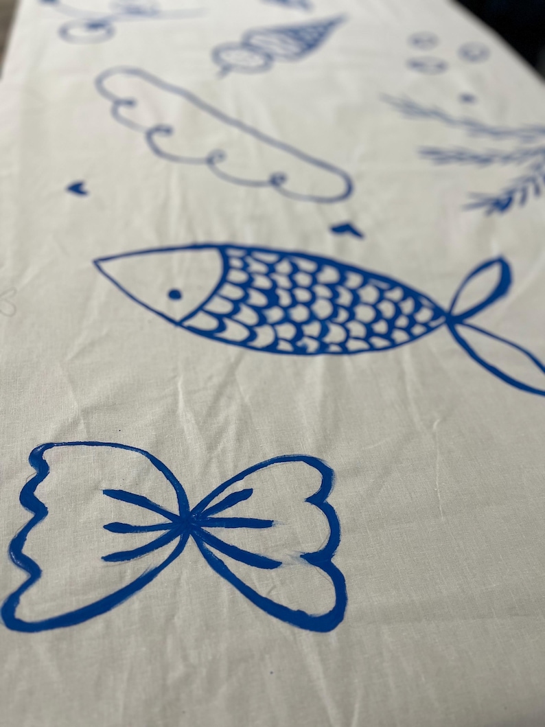 Hand Painted Mediterranean Table Cloth - Etsy