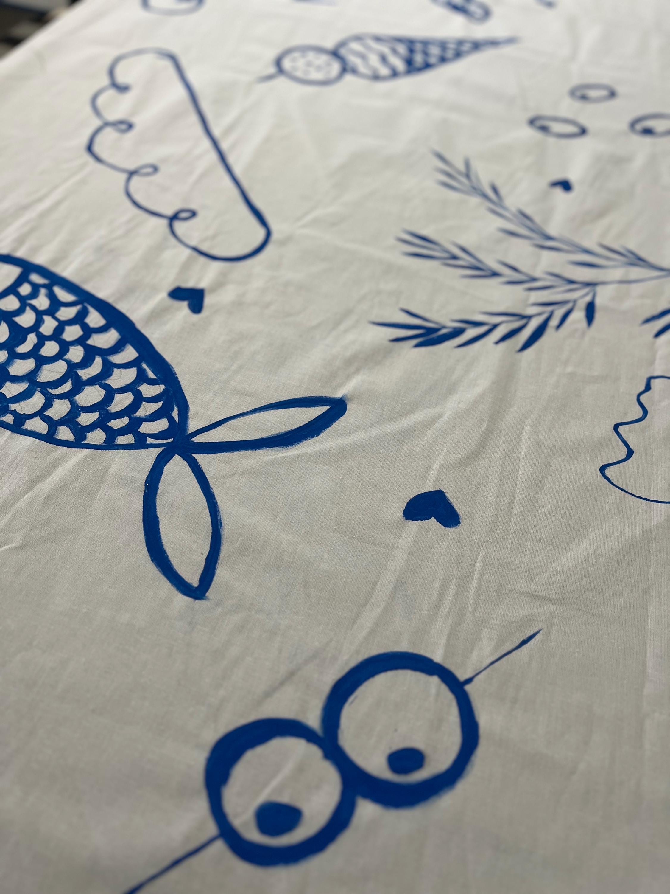 Hand Painted Mediterranean Table Cloth - Etsy
