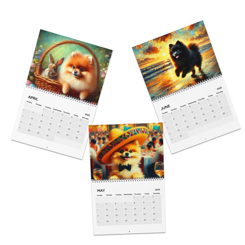 Pomeranian 2025 Wall Calendar, Puppy Dog Yearly Planner, Cute Animal ...