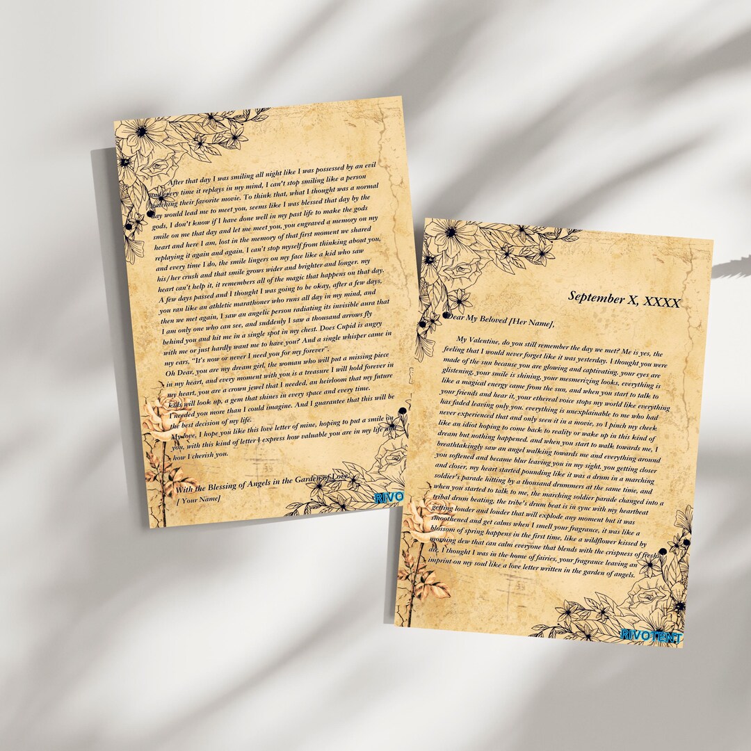 Vintage Romantic Love Letter Printable, Valentines Card, Gothic I Love ...