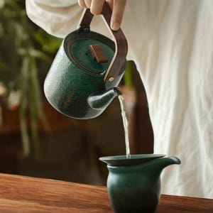 A Full Teaware Set Pine Stone Green Teapot Gift Set - Etsy