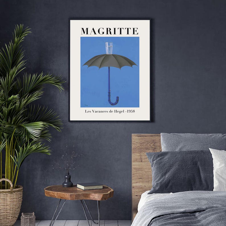 Rene Magritte Umbrella Art Print, Vintage Surreal Poster, Blu Minimal ...