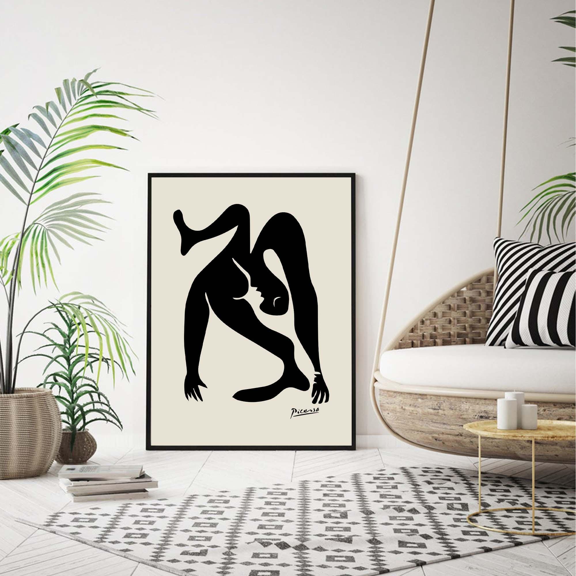 Picasso Acrobat Print, Abstract Black Silhouette Poster, Digital ...
