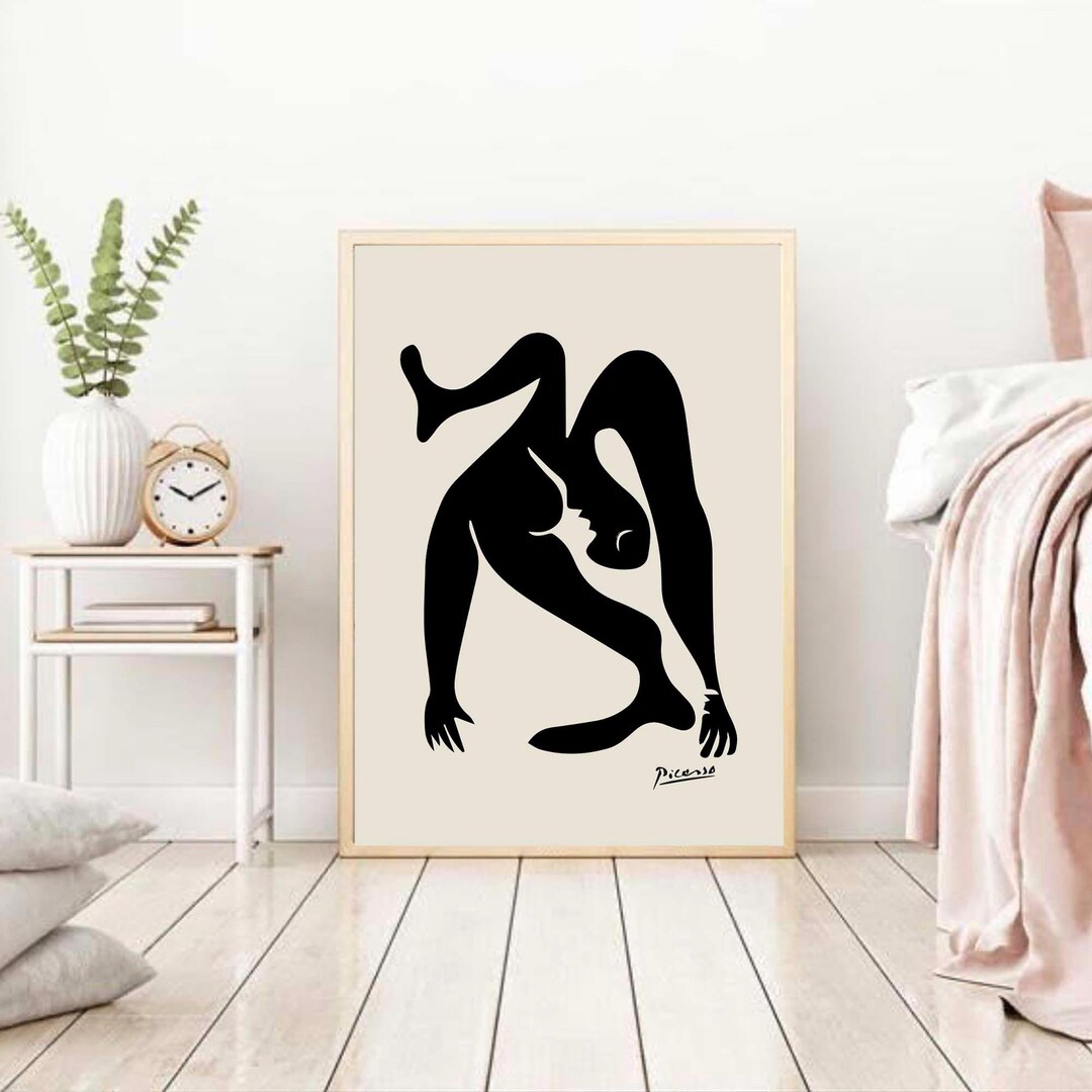 Picasso Acrobat Print, Abstract Black Silhouette Poster, Digital ...