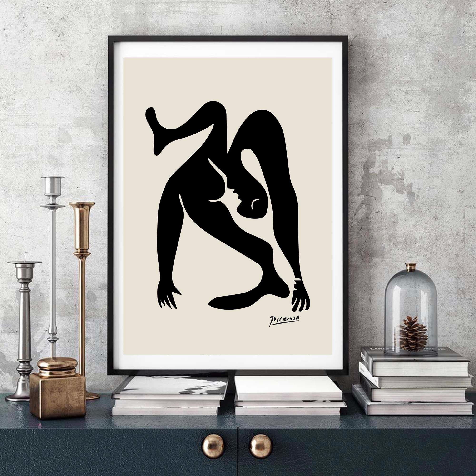 Picasso Acrobat Print, Abstract Black Silhouette Poster, Digital ...
