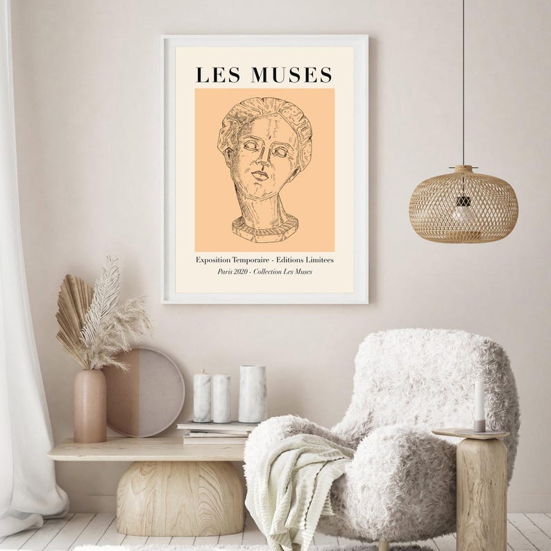 Les Muses Print: Greek Goddess Bust, Mid Century Modern Art (digital ...