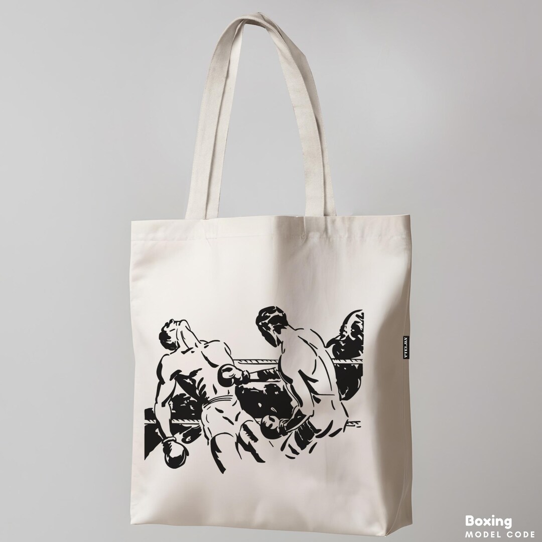 Boxing Art 100% Cotton Canvas Tote Bag: Eco-friendly Reusable Market ...