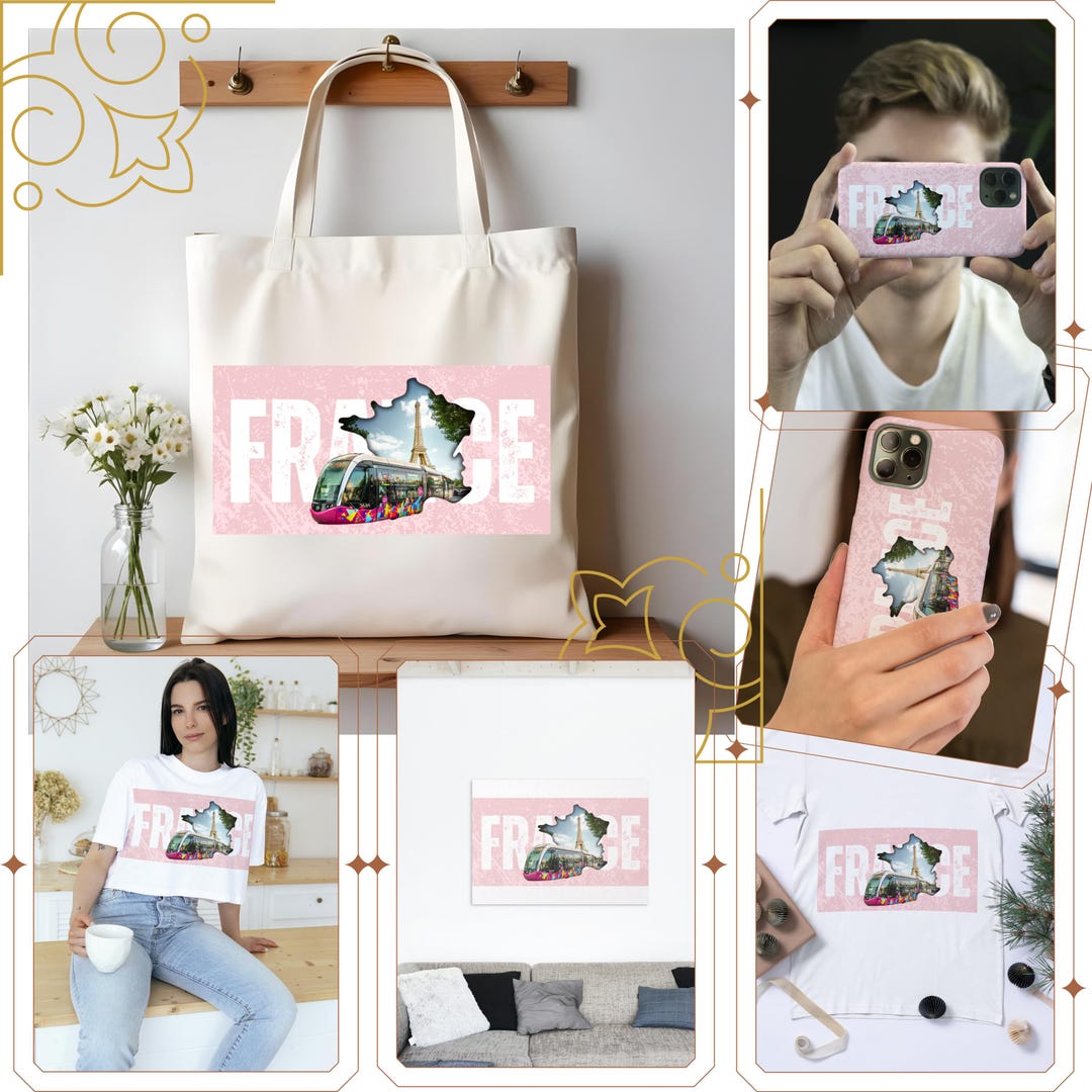 France Travel Collage PNG for Download - Eiffel Tower & Tram Cutout ...