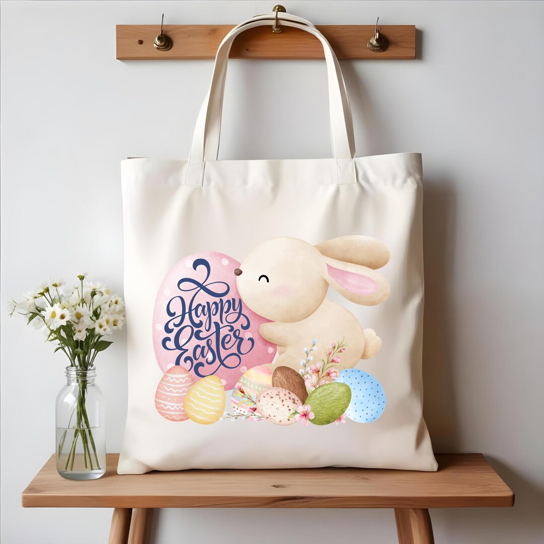 Watercolor Easter Bunny With Eggs, Cute Happy Easter PNG Clipart ...