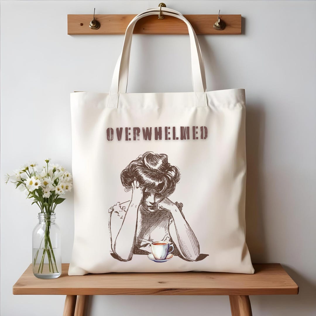 Overwhelmed Art, Digital Download, Vintage Sketch Woman, Overwhelmed ...