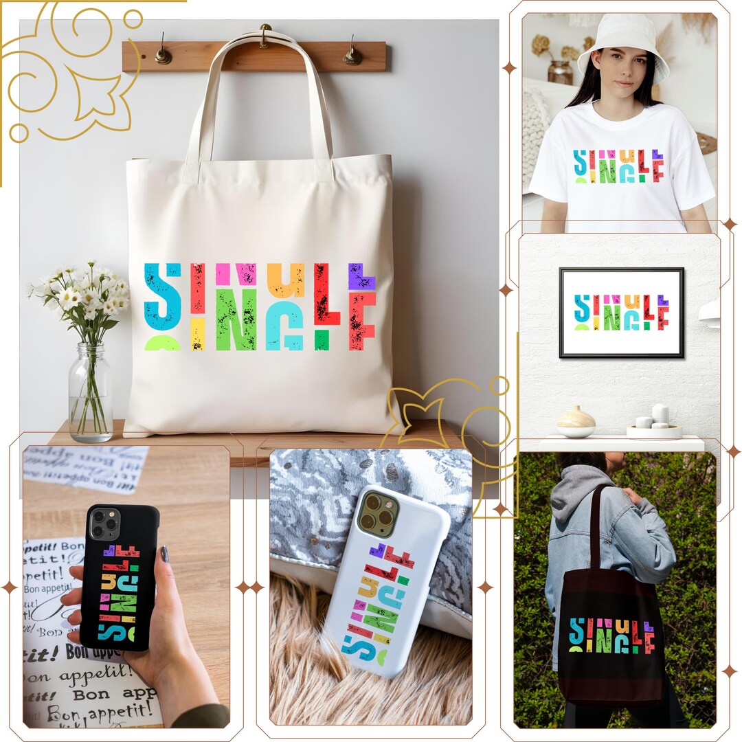 Modern Typography 'SINGLE' PNG Design With Colorful - Digital Download ...