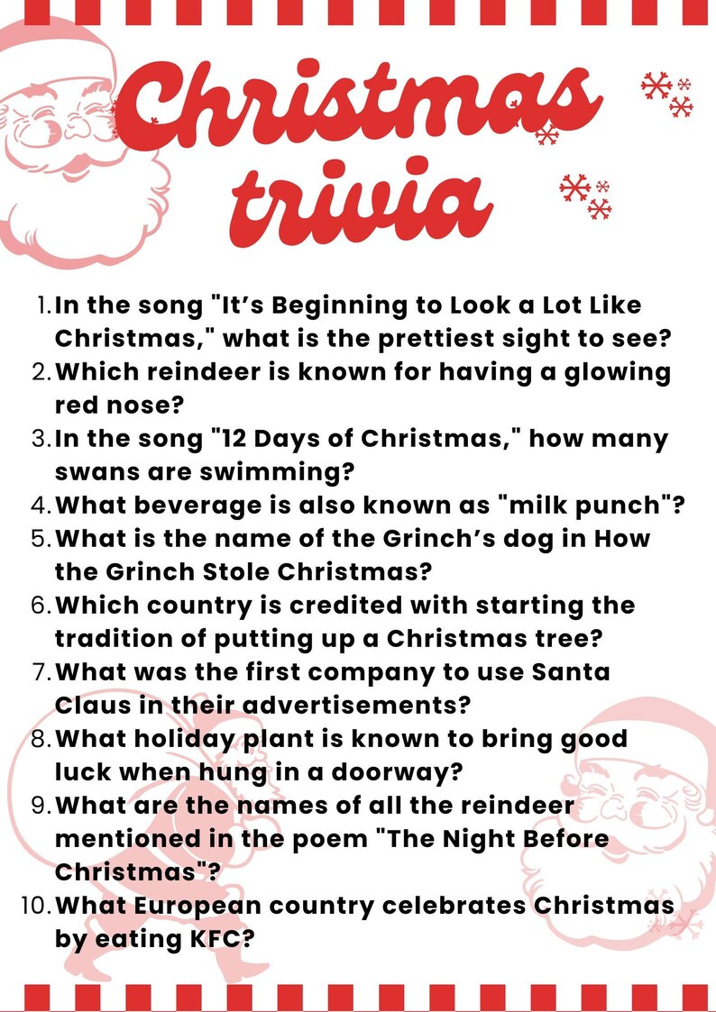 Christmas Movie Trivia Game Printable, Christmas Trivia Game, Christmas ...