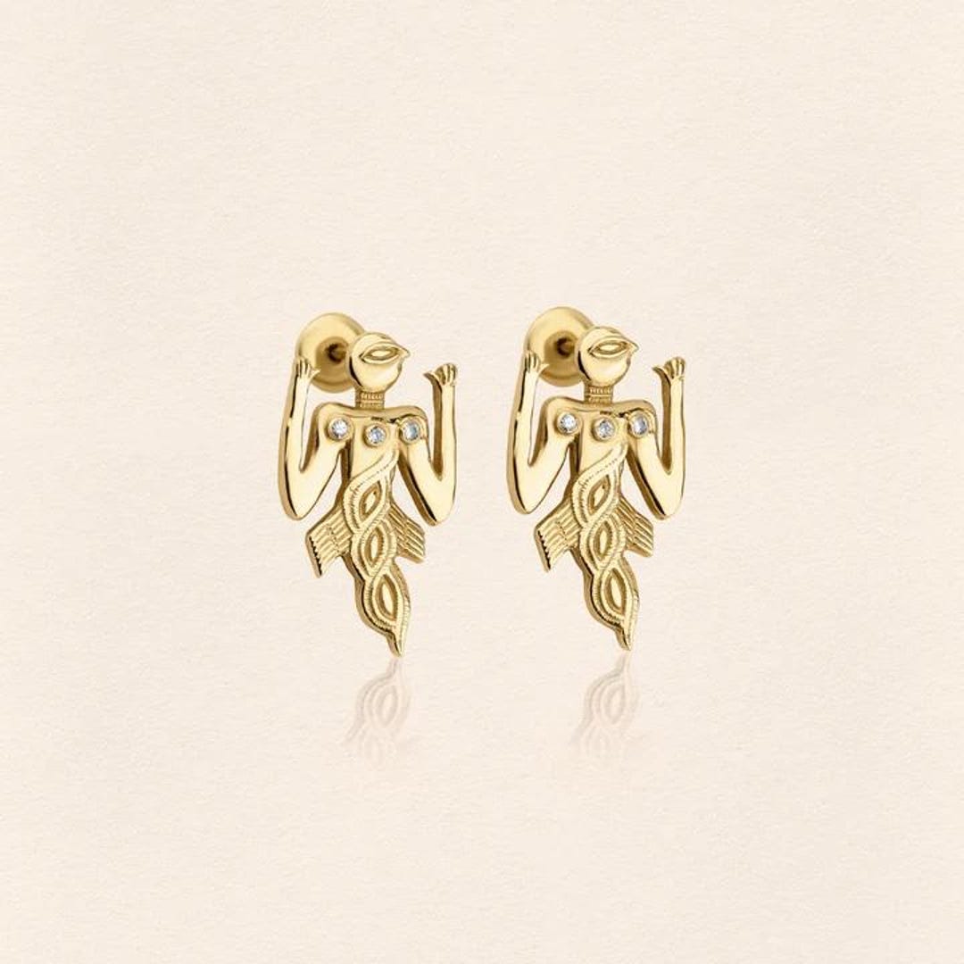 Birdman Gold Earring With Screw - Etsy