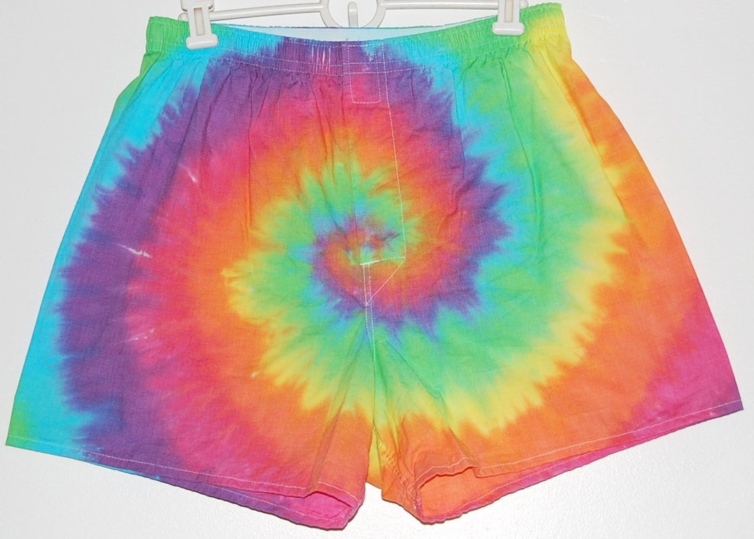 TIE DYE Boxer Shorts Neon Rainbow Spiral Tye Dye Boxer's Sm M L Xl ...