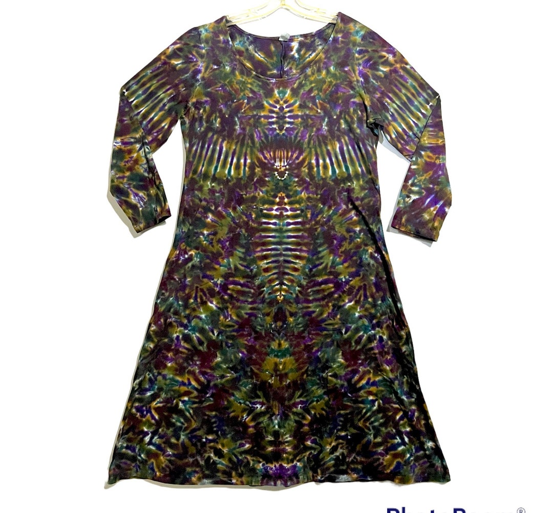 TIE DYE Dress Long Sleeve Women's Psychedelic Autumn Phoenix Blotter ...