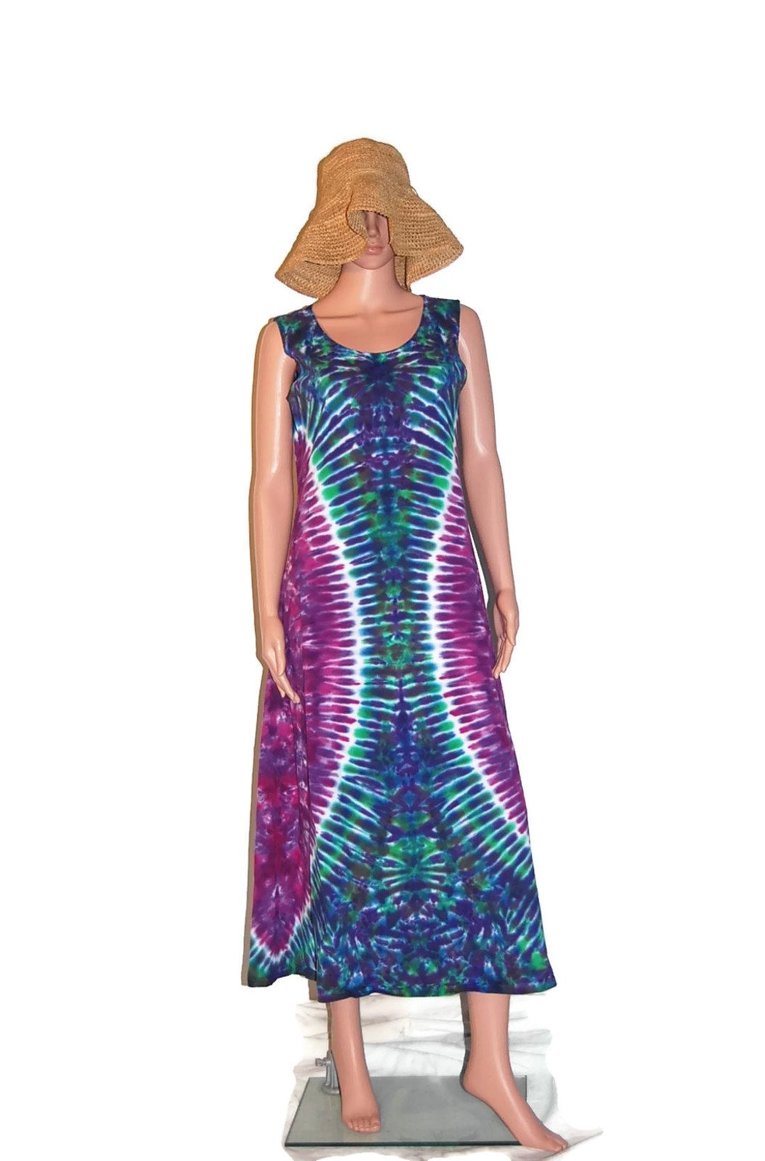 TIE DYE Robe Purple Green Butter Tye Dye Womens Tank Top Dress hippie ...