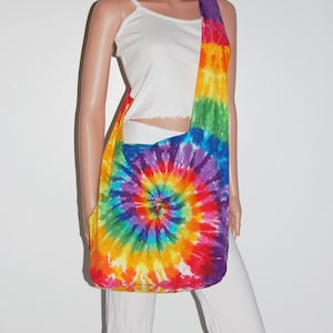 TIE DYE Shoulder Bag Rainbow Pinwheel Spiral Boho Festival Bag Grateful Dead Purse Tye Dye ...