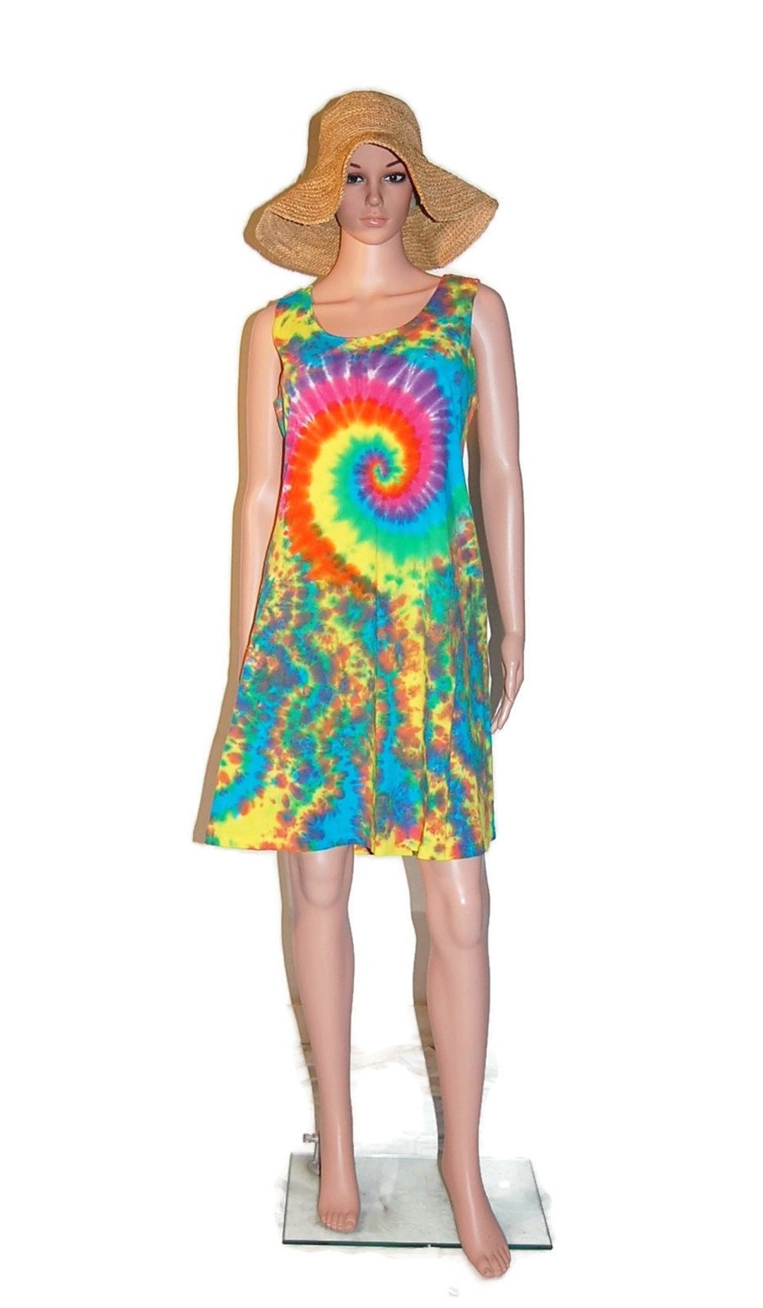 TIE DYE Mini Dress Neon Rainbow Spiral Blotter Psychedelic Tye Dye ...