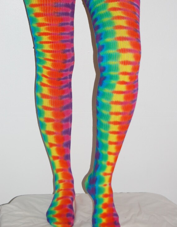 Tie Dye Thigh High Socks Neon Rainbow DNA Grateful Dead Tye | Etsy