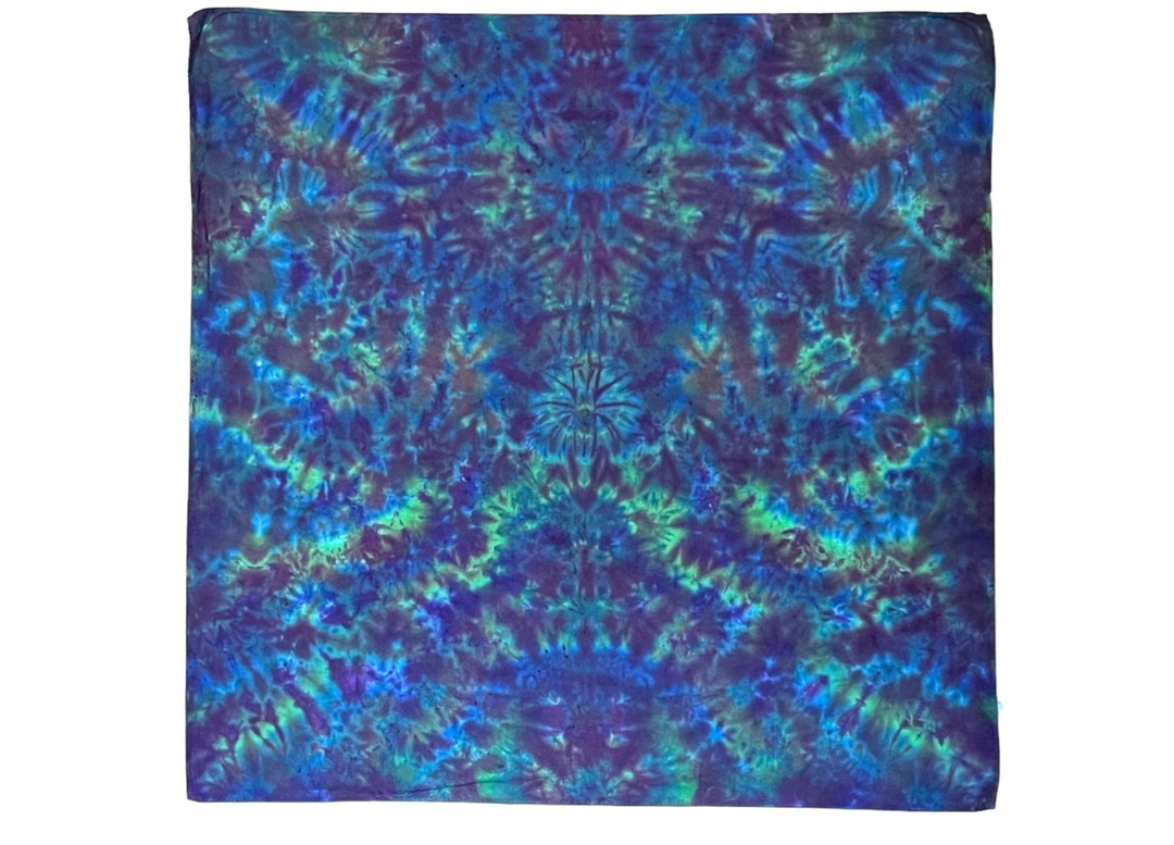 Blue Green Tie Dye Bandana: Psychedelic Cotton Head Wrap - Etsy