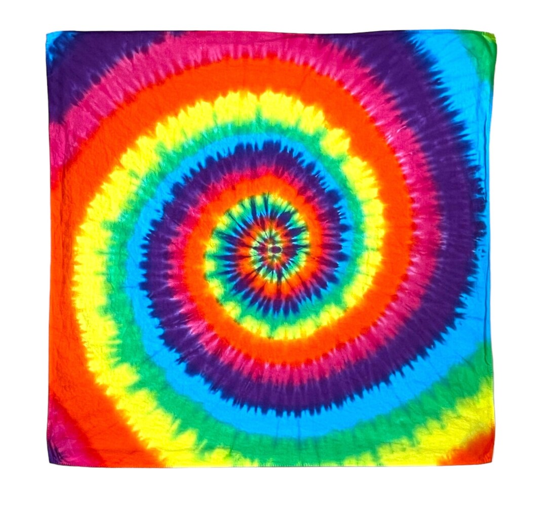 Tie Dye Bandana | Neon Rainbow Spiral | Tye Dye Scarf | Handmade ...