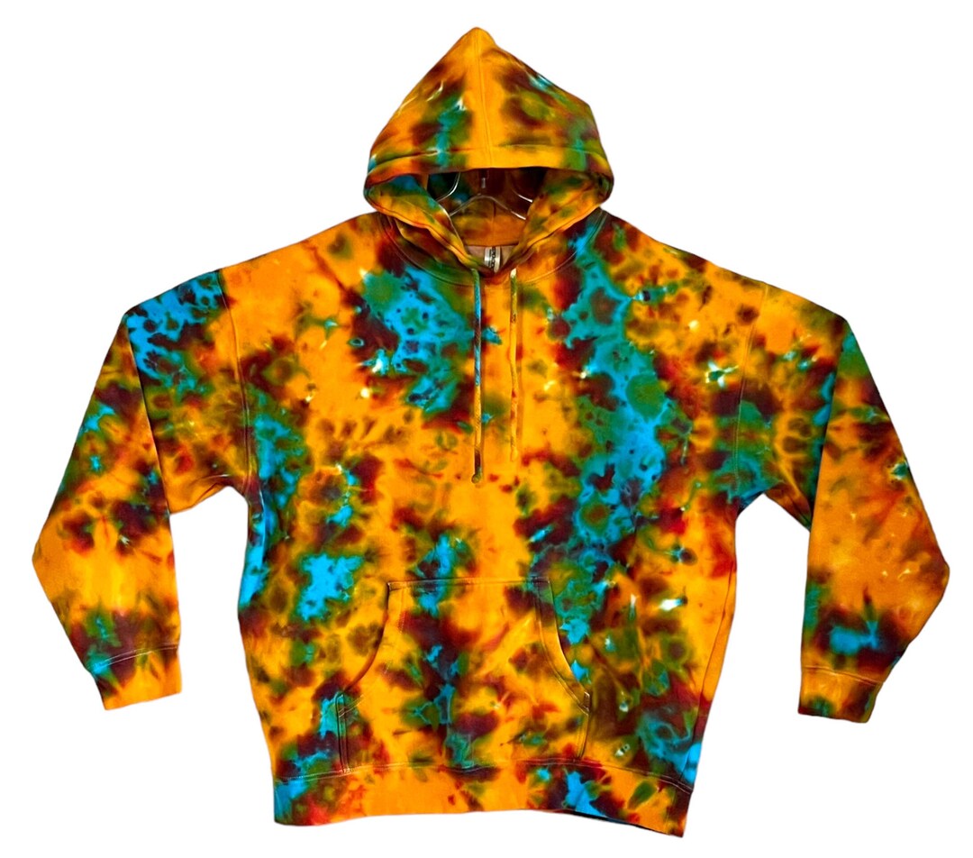 Tie Dye Hoodie Rainbow Earth Tones Blotter Scrunch Art Psychedelic