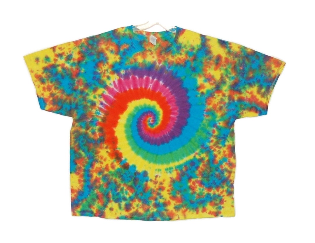 TIE DYE Shirt Neon Rainbow Spiral Blotter Psychedelic Adult T Small ...