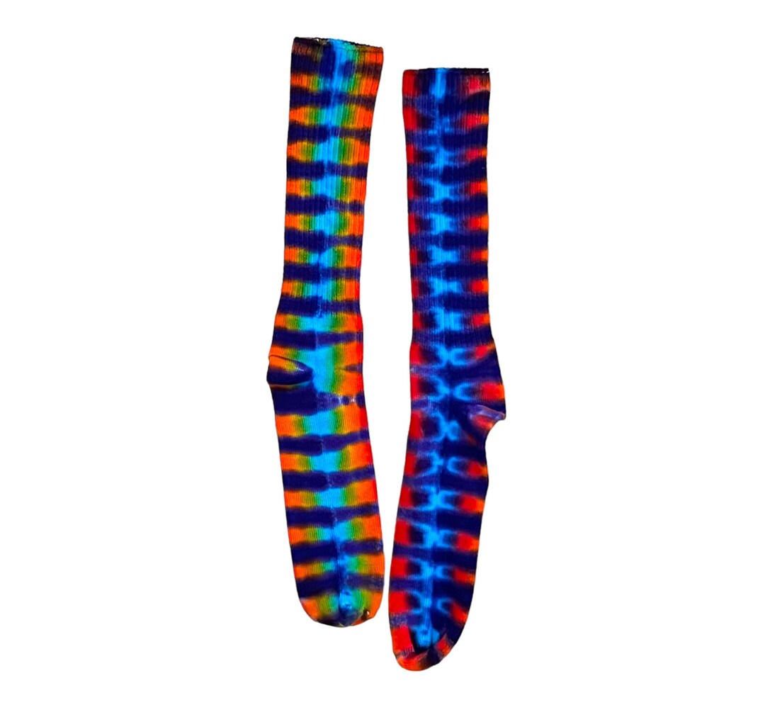 Tie Dye Socks Rainbow Striped Tye Dye Bamboo Socks Men's Women's ...