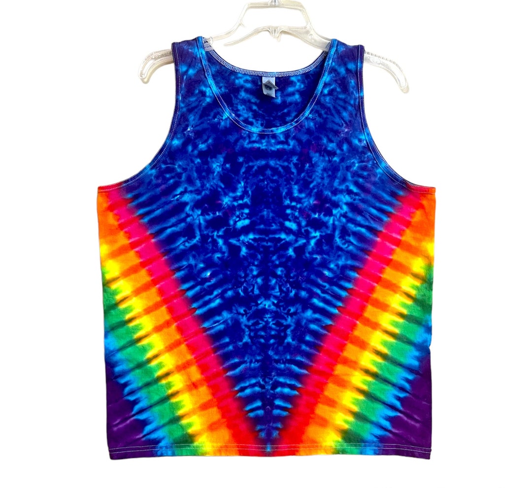 Tie Dye Tank Top Psychedelic Lapis & Rainbow Pinwheel V Blotter Men's ...