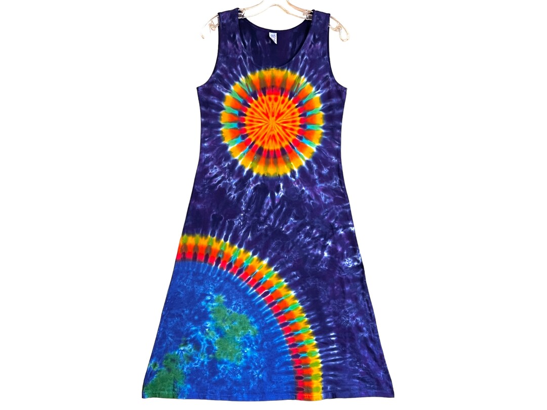 TIE DYE Dress Earth Sun Space Rainbow Tye Dye Women's Tank Top Dress ...