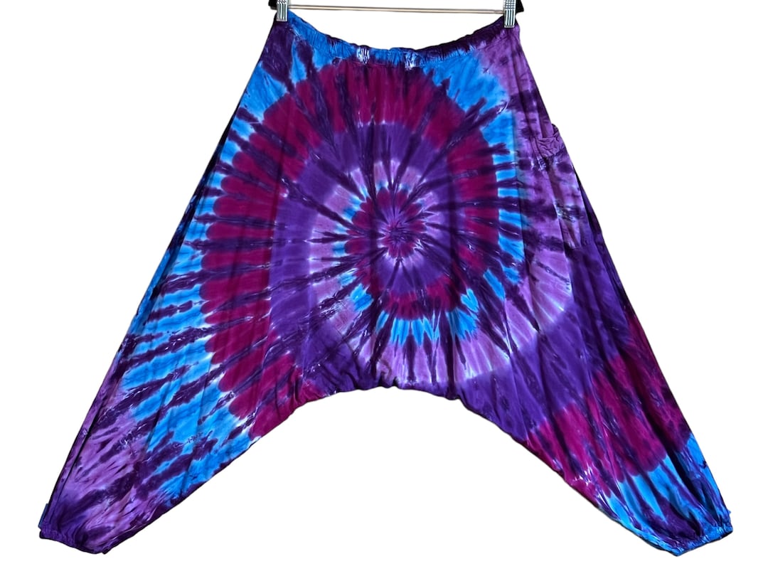Tie Dye Harem Pants Purple Blue Spiral Swirl Genie Pants Adult 2X/3X ...