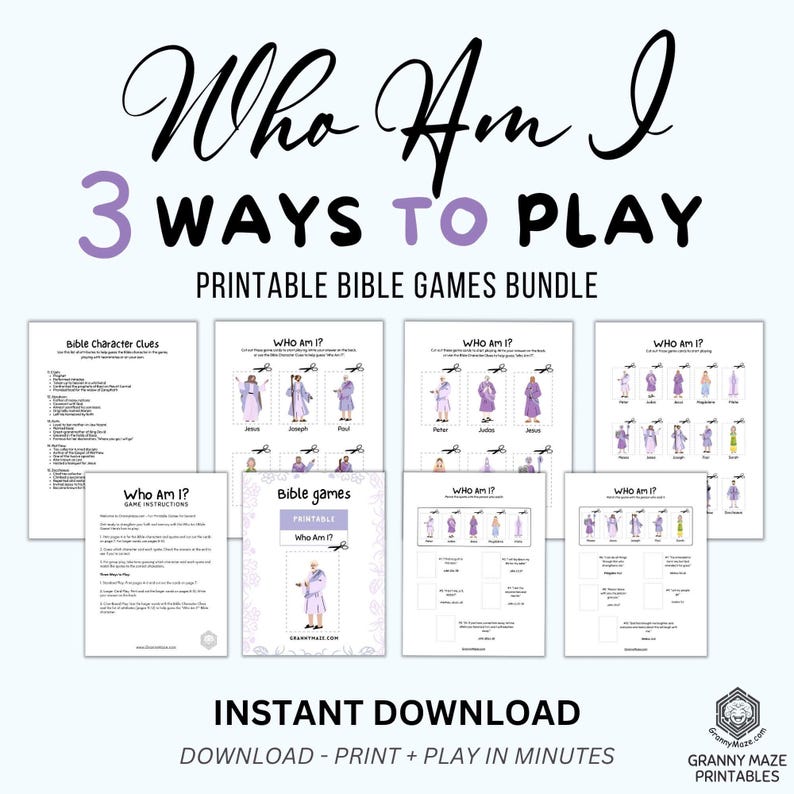 Who Am I Bible Game, Printable Bible Trivia for Seniors, Large-print ...