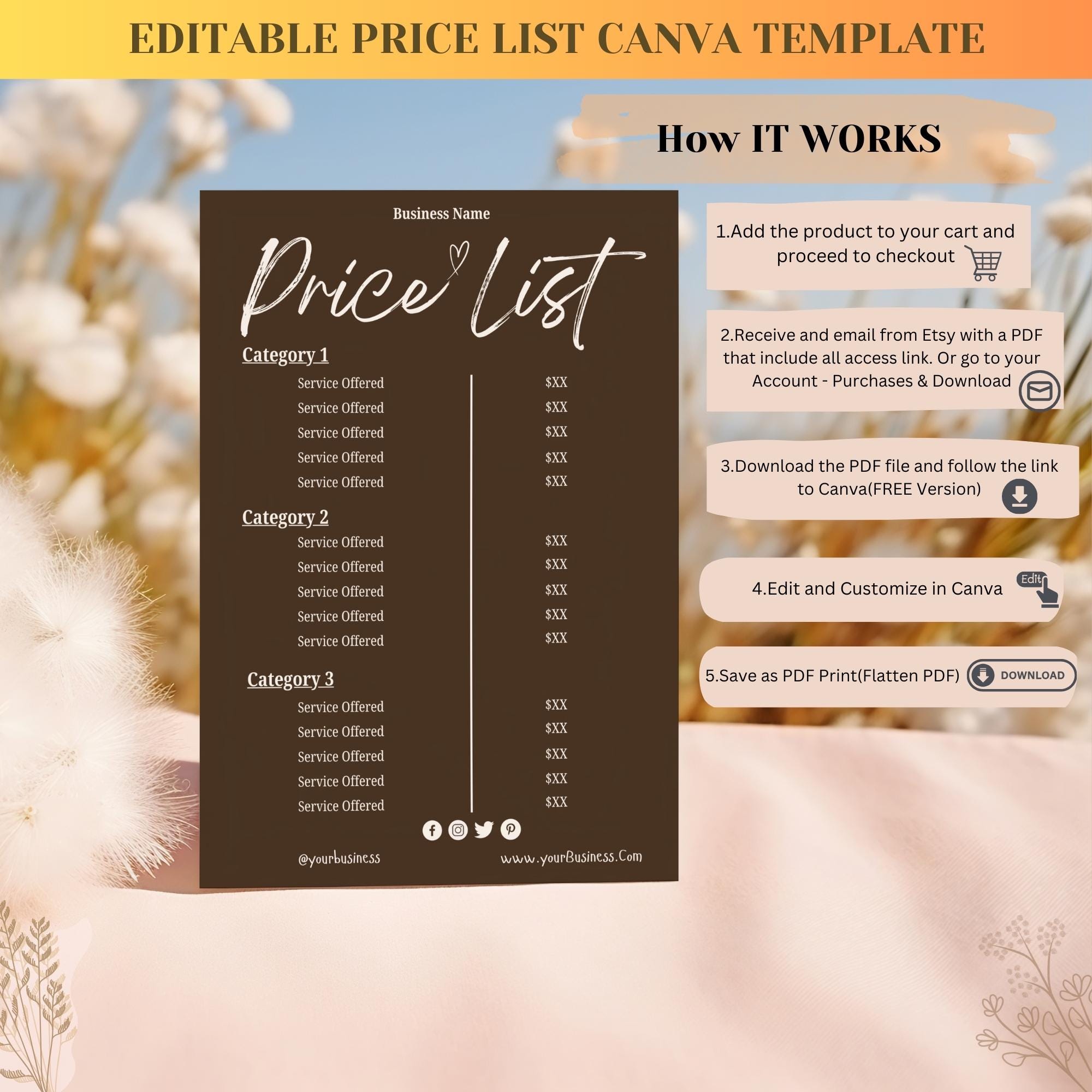 Beauty Salon Price List Template: Modern Minimalist Service Menu (canva ...