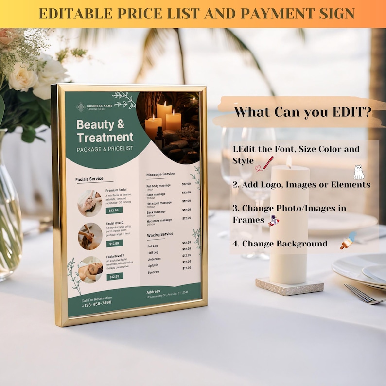 Printable Spa Pricelist Template Beauty Salon Price List Minimalist ...