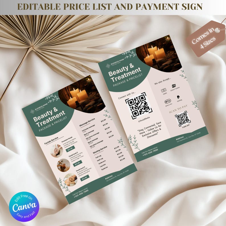 Printable Spa Pricelist Template Beauty Salon Price List Minimalist ...