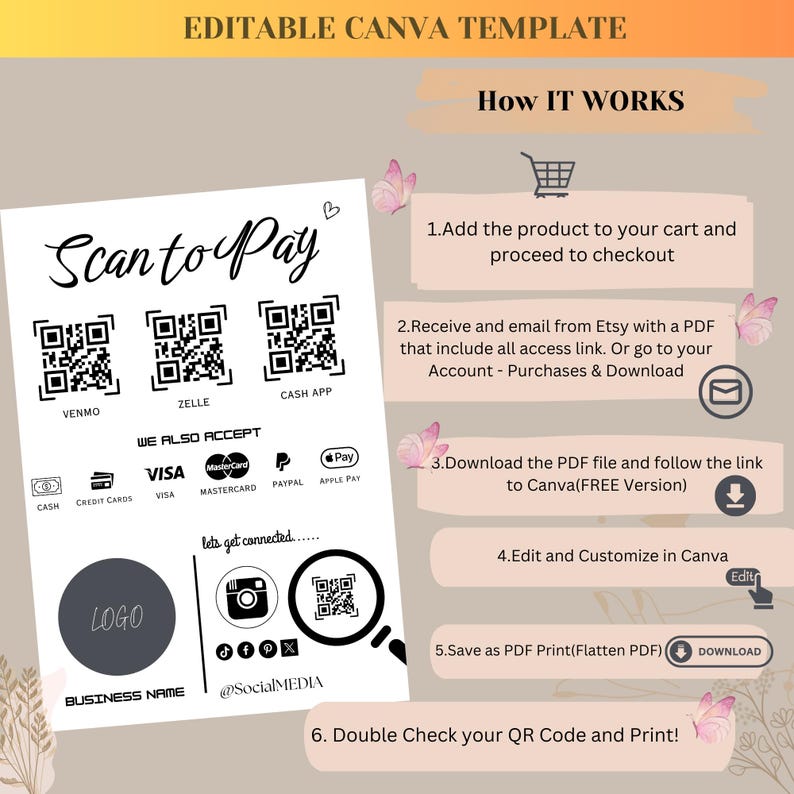 Minimalist Scan to Pay Sign for Business | Editable Payment Sign ...