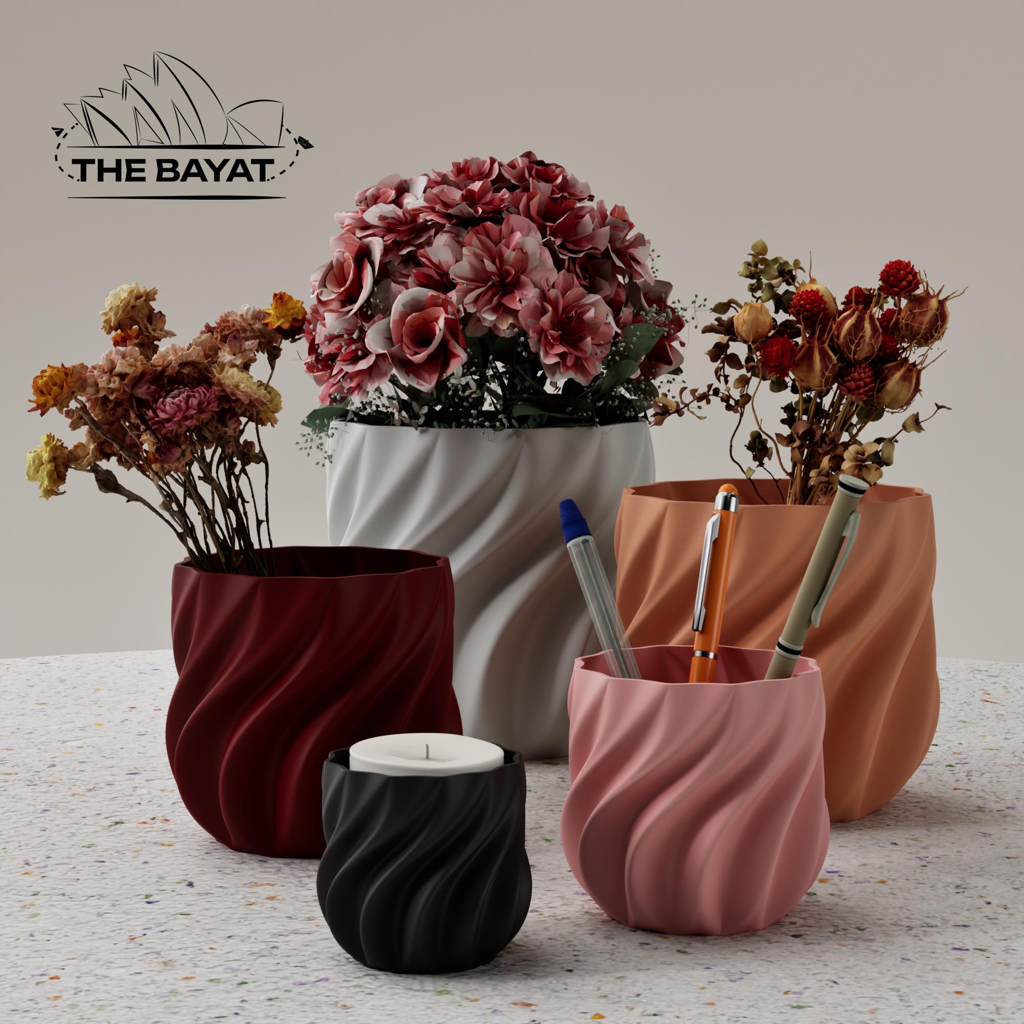 3D Printed Pastel Swirl Vase – Modern Gradient Flower Pot – Unique Home ...