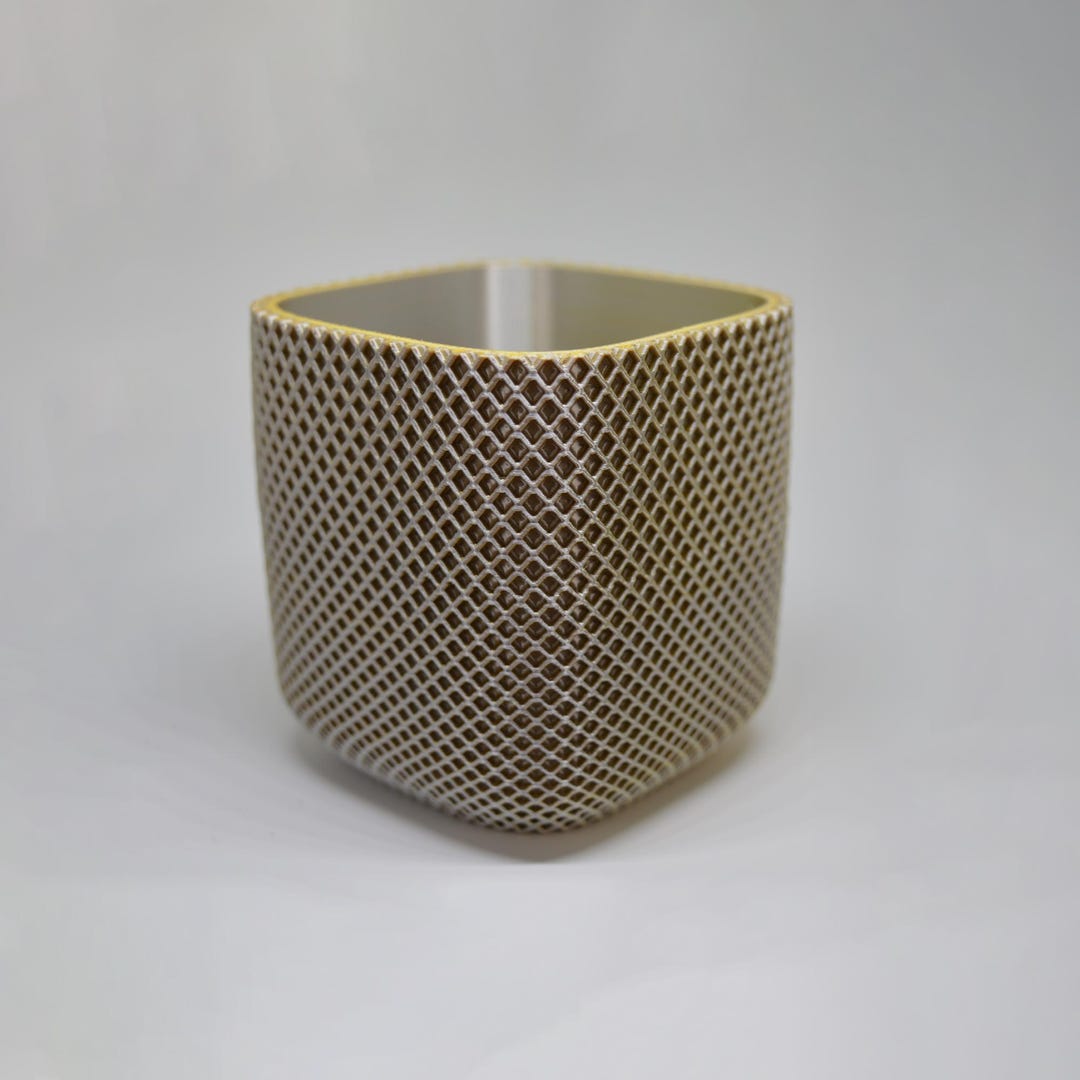 3D Printed Gold Mesh Vase Modern Geometric Home Decor, Sculptural ...