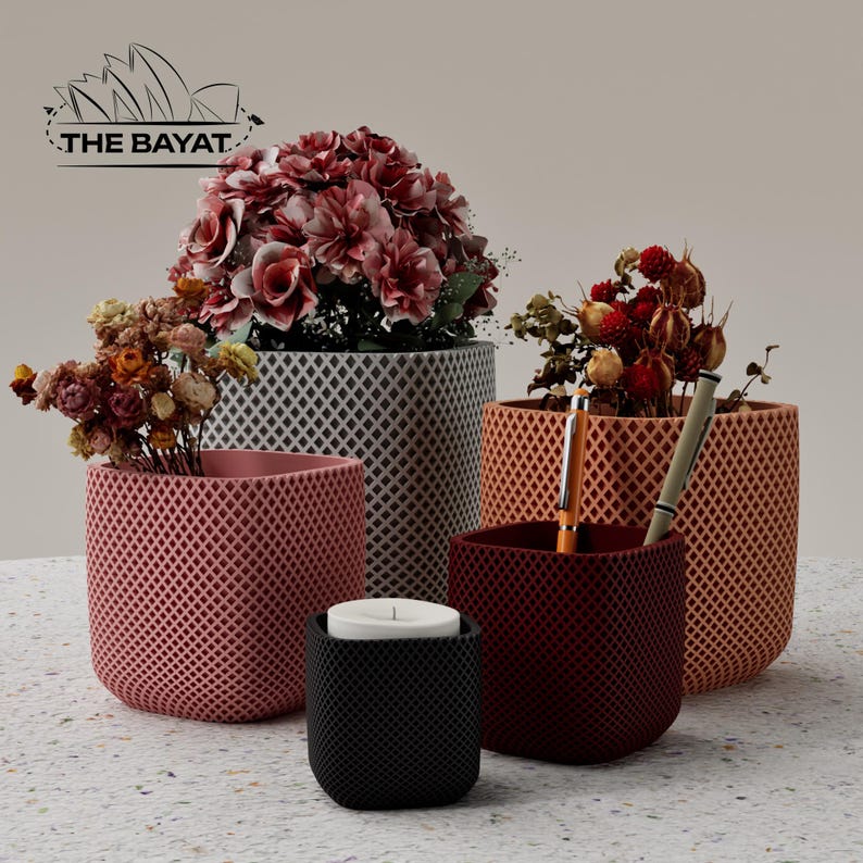 3D Printed Mesh Vase – Modern Geometric Home Decor, Sculptural Square ...