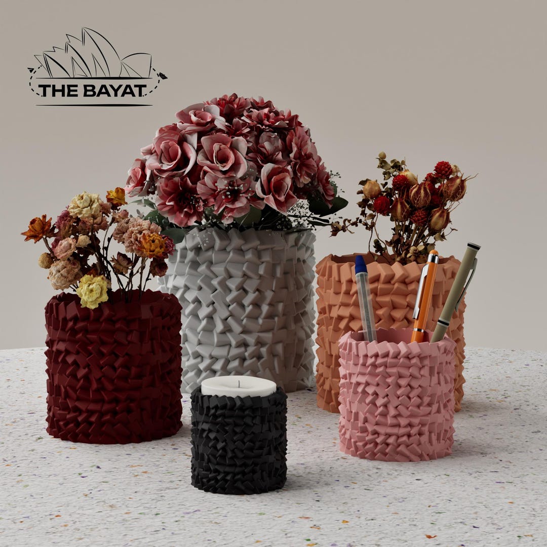 Textured 3D Printed Vase | Geometric Modern Design | Unique Decorative ...