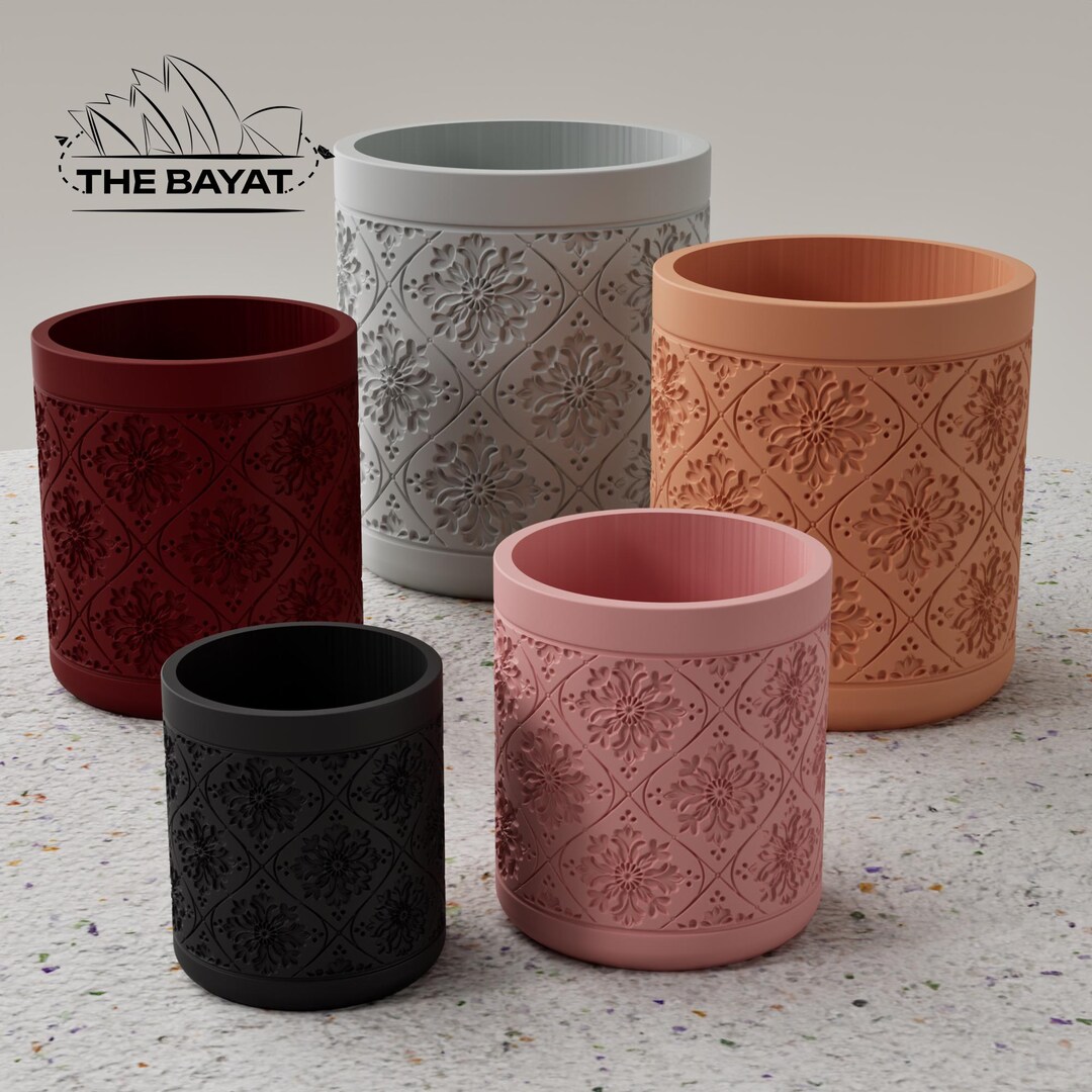 3D Printed Ornate Vase – Vintage Baroque Pattern, Textured Floral ...